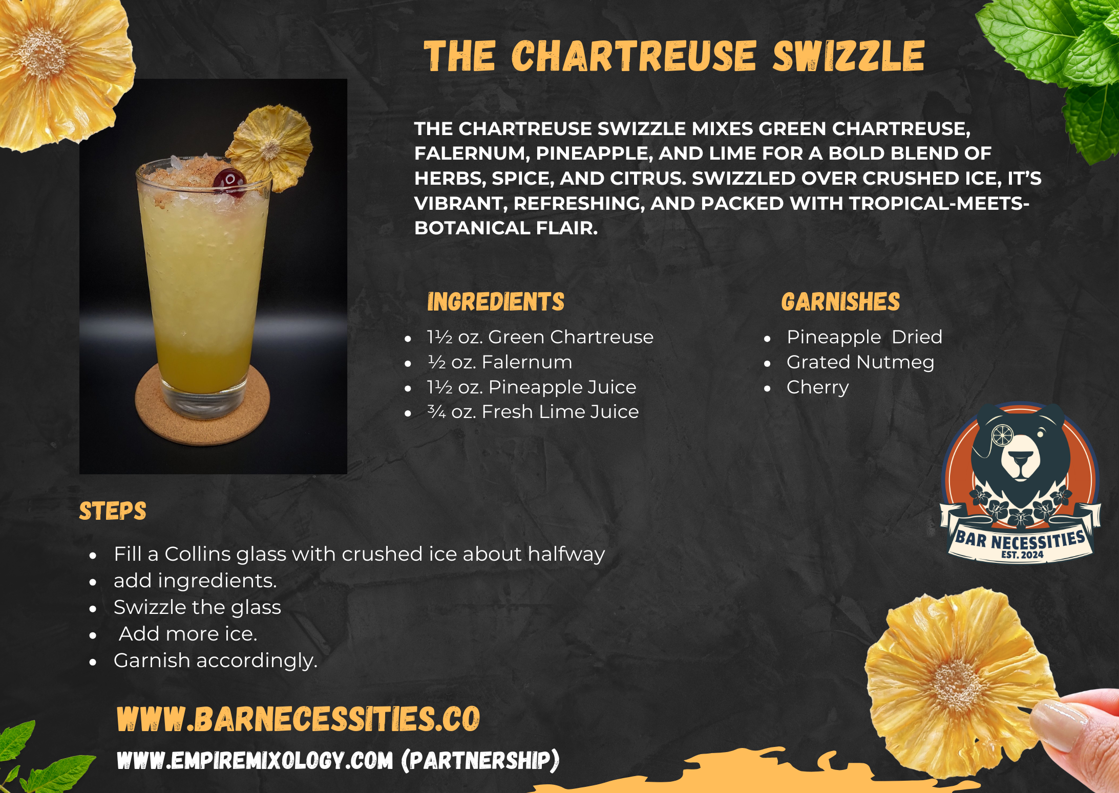 Chartreuse Swizzle Cocktail Recipe | Bar Necessities | Bar Necessities
